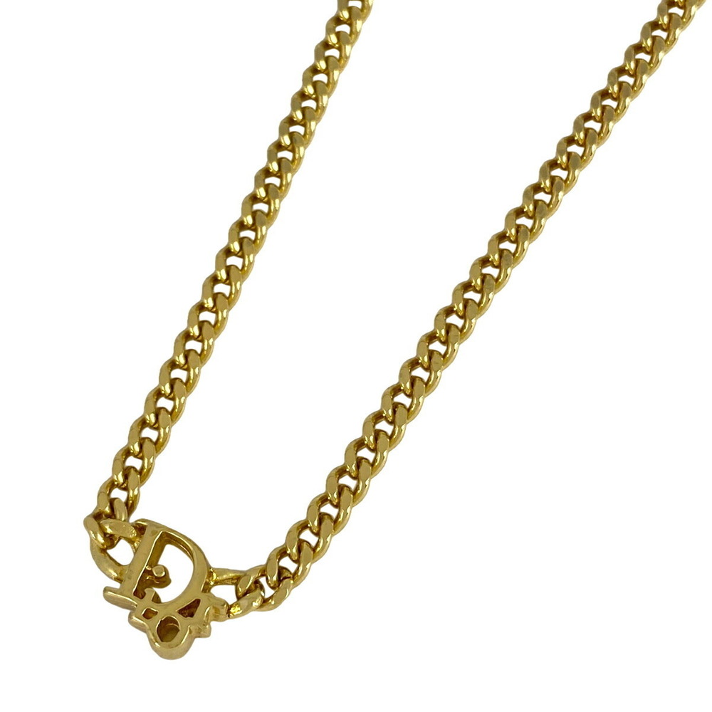 Christian Dior Logo Chain Necklace Gp Gold - Gem